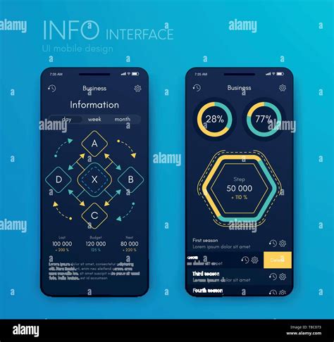 user interface with infographics with charts and graphs in flat design