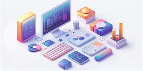 Premium Photo Vibrant Isometric Illustration Showcasing A Modern Digital Workspace With
