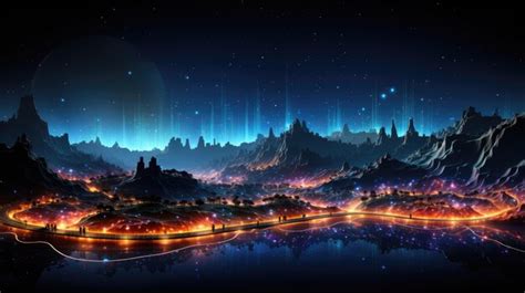 Premium Photo Abstract Waves Of Data Flowing Across A Digital Landscape