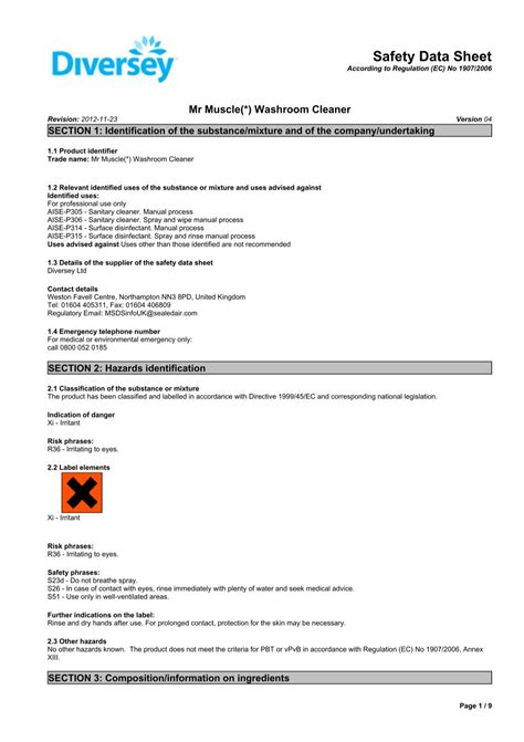 Msds Data Sheet Industrial Cleaning Supplies Liverpool