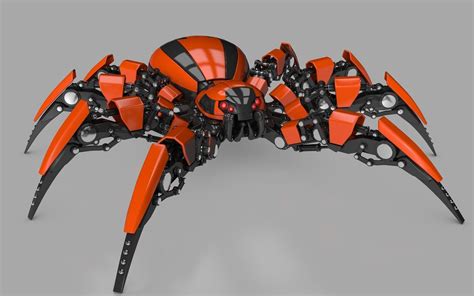 spider robot 3d model rigged obj 3ds fbx c4d