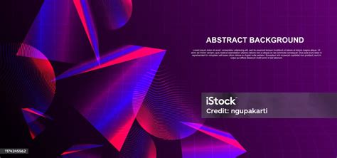 네온 빛나는 테크노 라인 삼각형 기하학적 모양 벡터 일러스트와 하이테크 미래 추상 배경 템플릿 프리즘에 대한 스톡 벡터 아트 및 기타 이미지 Istock