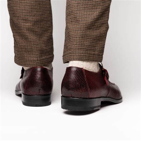 Marco Di Milano Toluca Crocodile And Lizard Monk Strap Wine