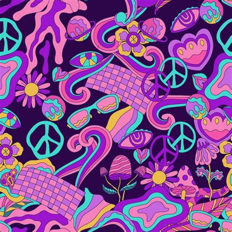 Premium Vector Colorful Psychedelic Seamless Pattern