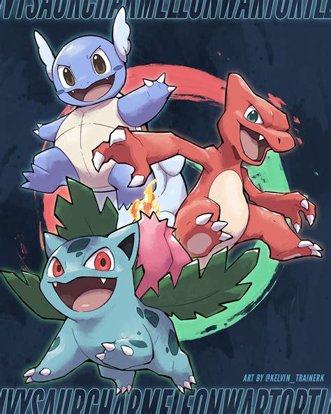 Ivysaur Charmeleon And Wartortle Pokemon Drawn By Kelvin Trainerk Danbooru