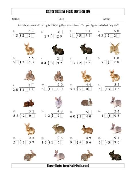 Easter Missing Digits Division Harder Version B