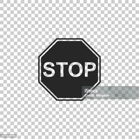 정지 기호 아이콘 투명 한 배경에 고립입니다 교통 규제 경고 중지 기호입니다 평면 디자인입니다 벡터 일러스트 레이 션 개념에
