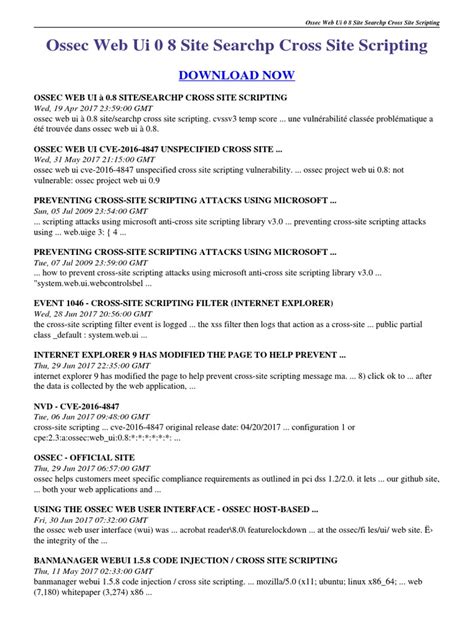 Ossec Web Ui 0 8 Site Searchp Cross Site Scripting Pdf Pdf Hypertext Web Software