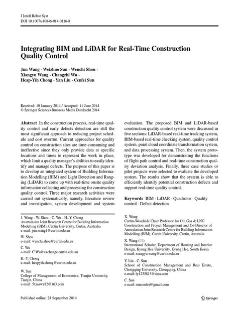 Integrating Bim And Lidar For Real Time Construction Quality Control Pdf Lidar Building