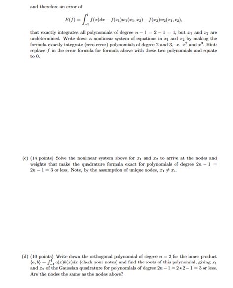 solved 4 gaussian quadrature we saw in class that gaussian