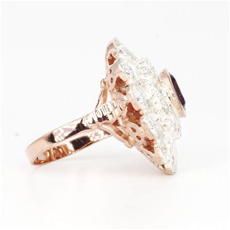 14 Kt Pink Gold Silver Ring Ruby Catawiki