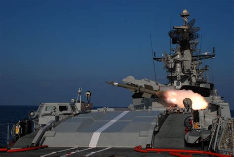 The Indian Navy Rajput Class Destroyer Ins Rana Launches An S 125