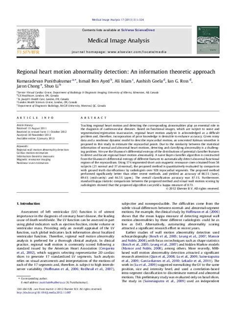 Pdf Regional Heart Motion Abnormality Detection An Information Theoretic Approach