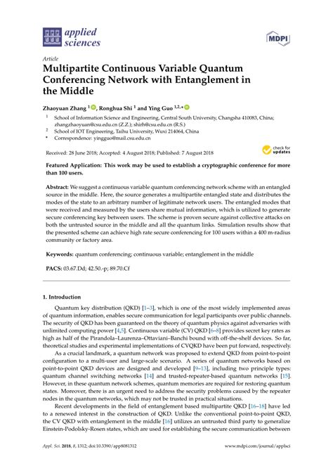 Pdf Multipartite Continuous Variable Quantum Conferencing Network