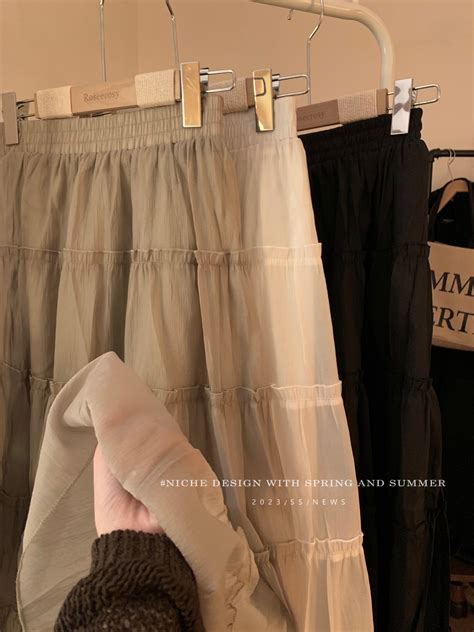 텐셀 쉬폰 캉캉 밴딩 스커트