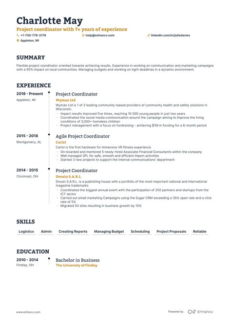5 Project Coordinator Resume Examples Guide For 2024