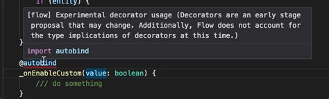 Javascript Flow Type Dismiss Warning Of `experimental Decorator Usage