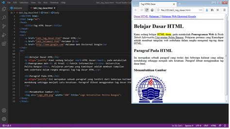 GitHub Monika Pakpahan Lab1Web Tugas Praktikum 1 Matakuliah Pemrograman Web Tentang Tag Dasar