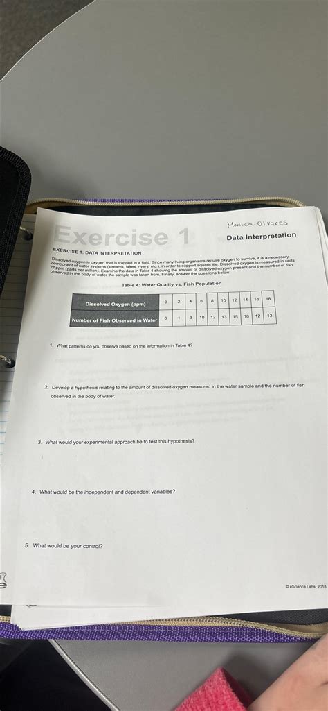Solved Exercise 1 Data Interpretationdissolved Oxygen Is