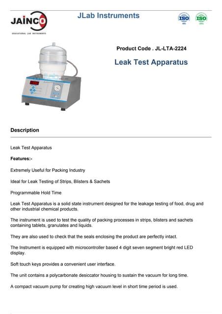 Leak Test Apparatus Pdf