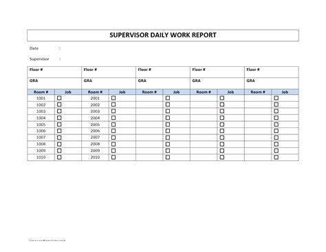 Hotel Housekeeping Supervisor Report