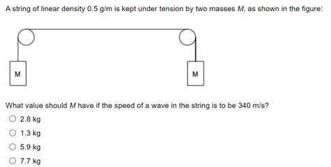 Solved A String Of Linear Density Gm Is Kept Under Chegg Com