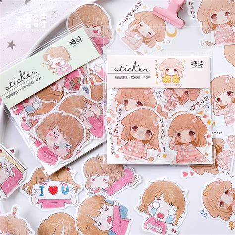 40 шт пакет милый Cartoonteenage девушка желаю бумажные наклейки украшения Diy Ablum дневник в