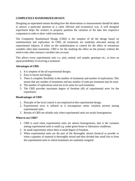 Ch 2 Crd 1 Pdf Experiment Design Of Experiments