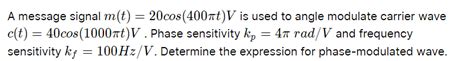 DETERMINE THE EXPRESSION FOR PHASE MODULATED Chegg