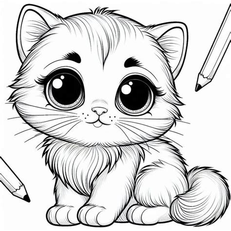 Раскраска Девочка с котёнком