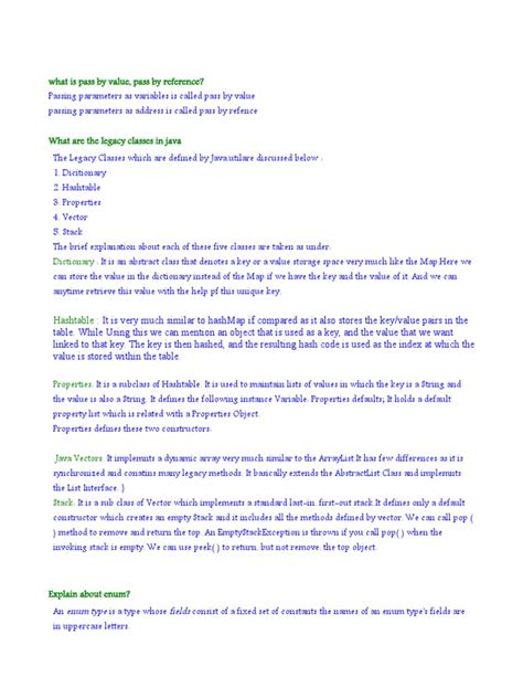 Pass By Value Vs Reference And Java Legacy Classes Pdf Method