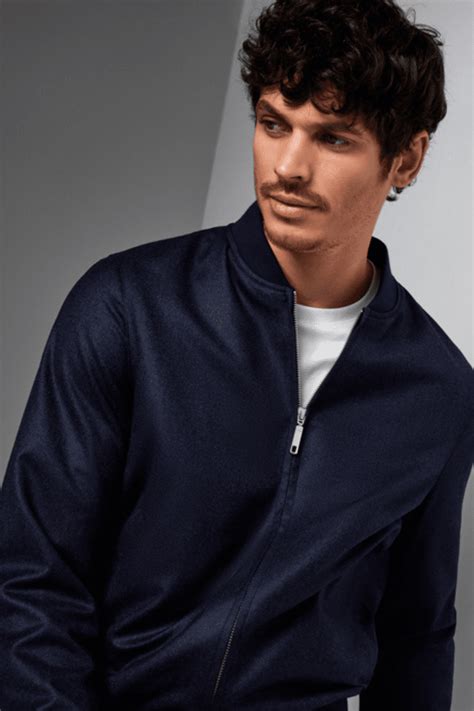 Bomber Jacket Navy Wool Flannel