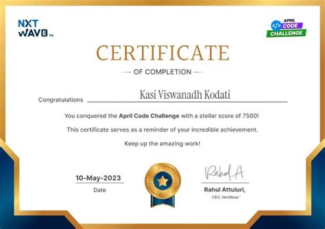 Kasi Viswanadh Kodati On Linkedin Successfully Completed April Code Challenge Conducted By Nxtwave