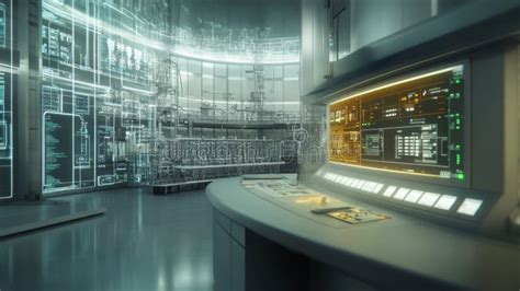 Digital Control Room With Advanced Interfaces Stock Illustration