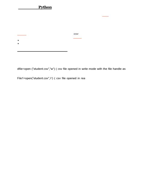 Notes On Csv Filespdf Pdf Comma Separated Values Computer Programming