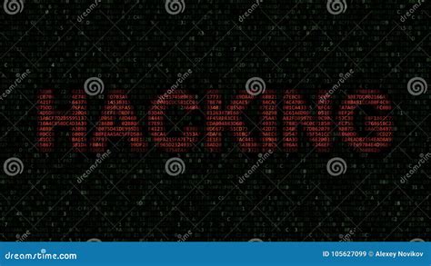 Hacking Word Made Of Hexadecimal Symbols On Computer Screen 3d Rendering Stock Illustration