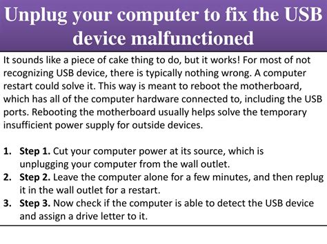 Ppt How To Fix Usb Device Not Recognized In Windows Powerpoint