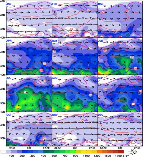 Spatial Distribution Of Cape Shaded Overlaid Wind Vector For Wind