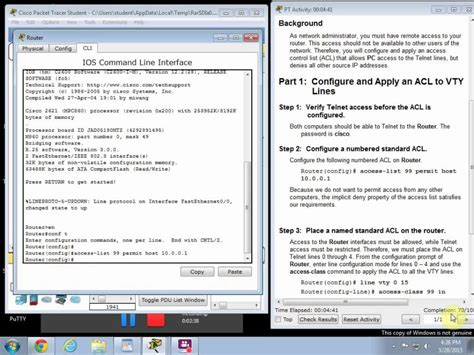 9233 Packet Tracer Configuring Acl On Vty Lines Youtube