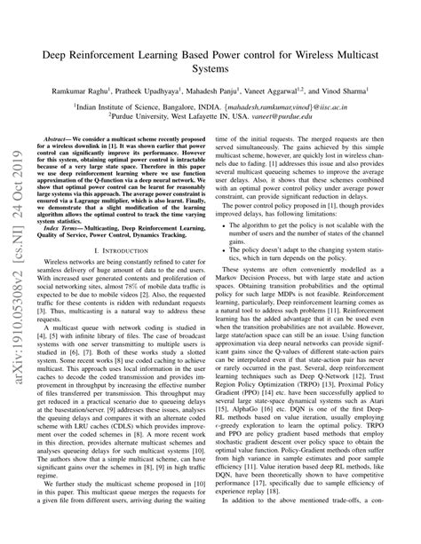 Pdf Deep Reinforcement Learning Based Power Control For Wireless