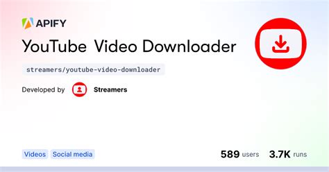 Youtube Video Downloader Openapi Definition · Apify