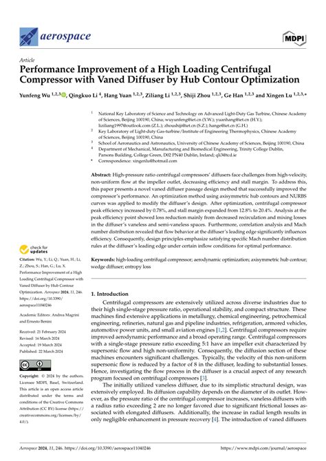 Pdf Performance Improvement Of A High Loading Centrifugal Compressor With Vaned Diffuser By
