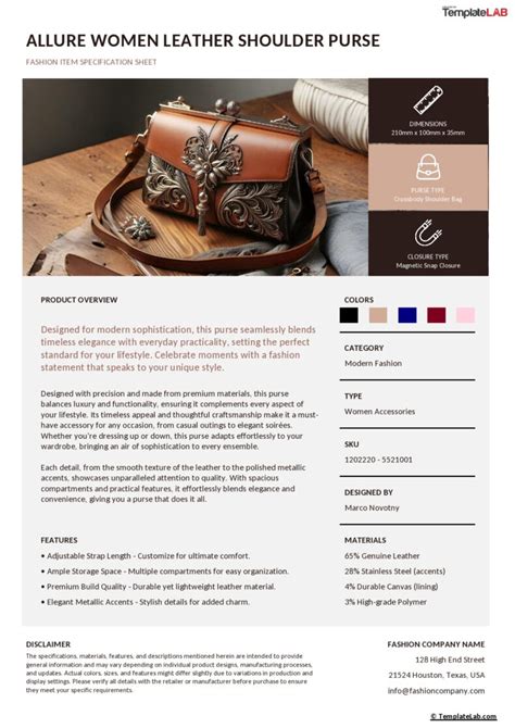 19 Useful Spec Sheet Templates Construction Product Design