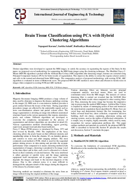 Pdf Brain Tissue Classification Using Pca With Hybrid Clustering Algorithms