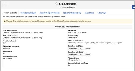 Warning This Virtual Server Does Not Have An Ssl Website Enabled Yet Virtualmin Virtualmin