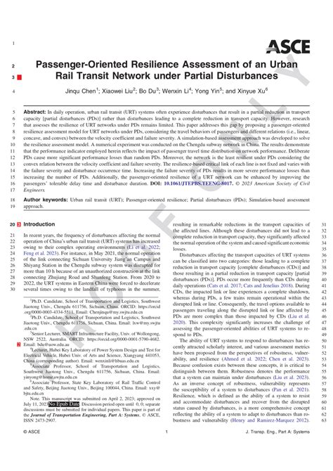 Pdf Passenger Oriented Resilience Assessment Of An Urban Rail Transit