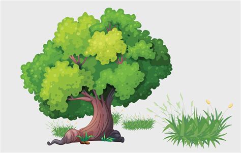 Tree And Grass Design Eps Vector 17015009 Vector Art At Vecteezy
