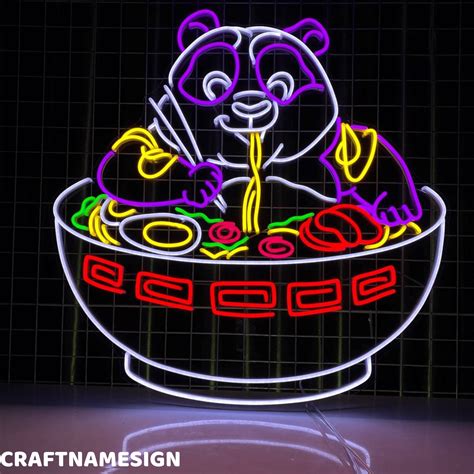 Craftnamesign Panda Eating Noodles Neon Sign Japanese Restaurant Wall