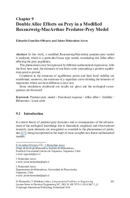 Pdf Double Allee Effects On Prey In A Modified Rosenzweig Macarthur
