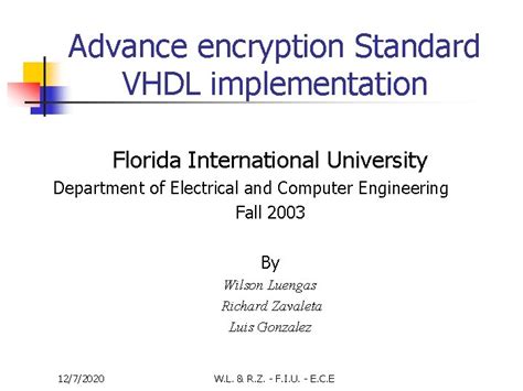 advance encryption standard vhdl implementation florida international